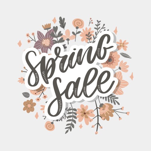 Spring sale word hanging on leaves with strings Vector Image