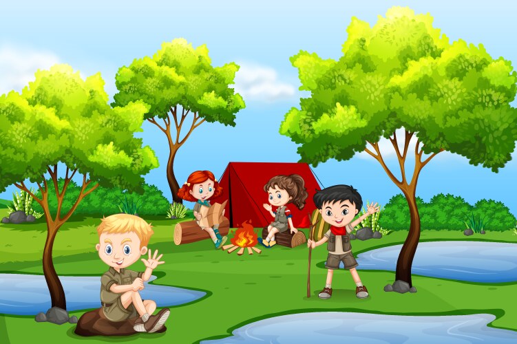 Kids camping clipart Vector Images & Graphics for Commercial Use ...