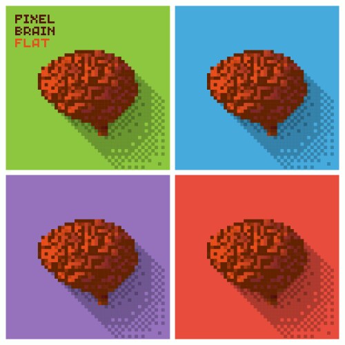 Pixel Brain Vector Images (over 1,600)