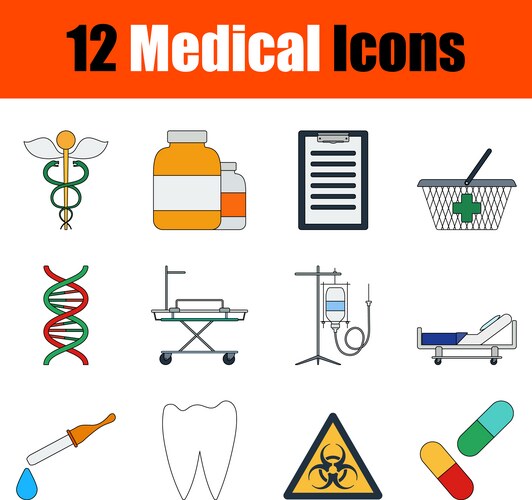 Hand drawn medical equipment icon set isolated Vector Image