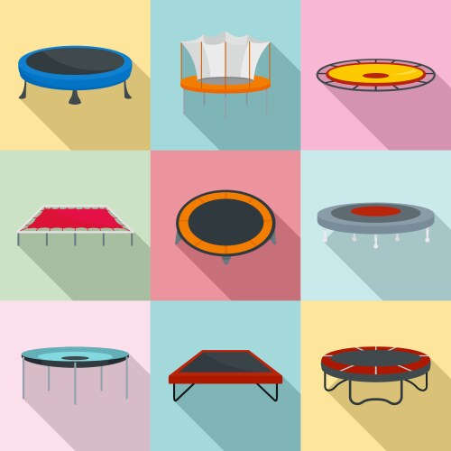 Set of children playing trampoline Royalty Free Vector Image