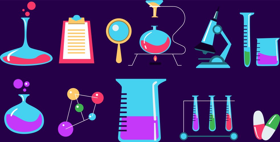 Realistic science lab objects Royalty Free Vector Image