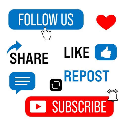 Follow us banner round label with thumbs up Vector Image