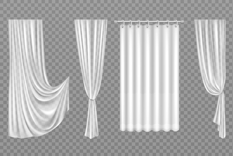 White curtains isolated on transparent background Vector Image