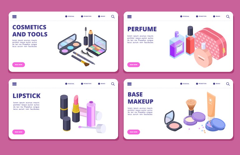 Makeup cosmetics tools on banner Royalty Free Vector Image