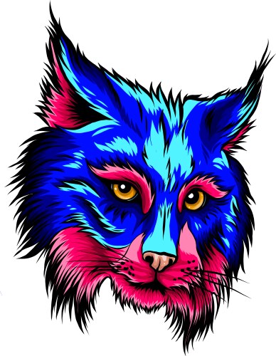 Lynx abstract neon multicolored portrait Vector Image