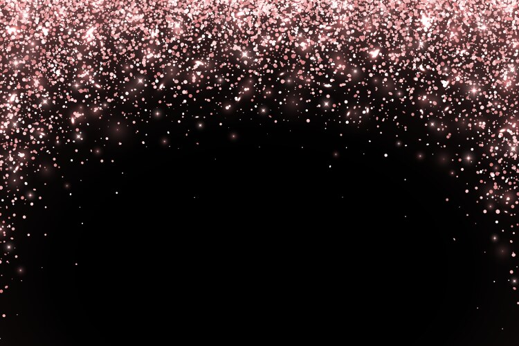 Rose gold scattered sparkling glitter on black Vector Image