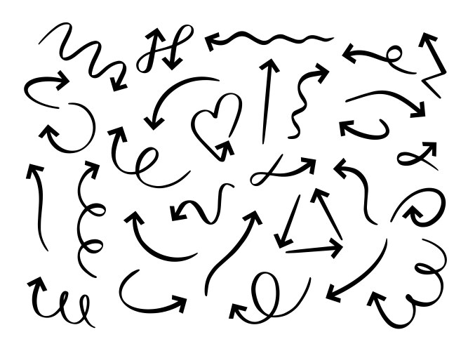Hand drawn arrows scribble arrow sketchy ink Vector Image