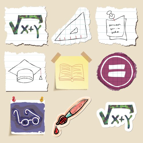 Hand drawn education emblems set isolated Vector Image