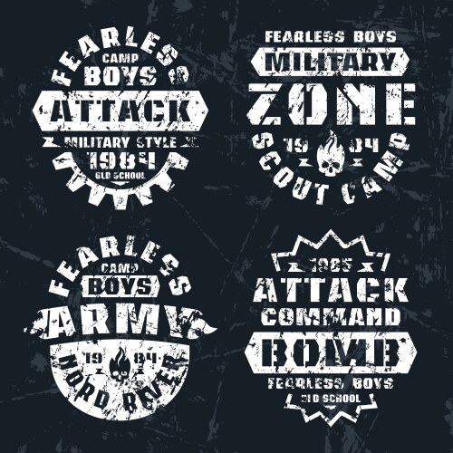 Military us sticker vintage monochrome Royalty Free Vector