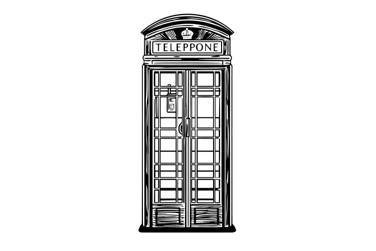 Retro phone box in engraved style Royalty Free Vector Image