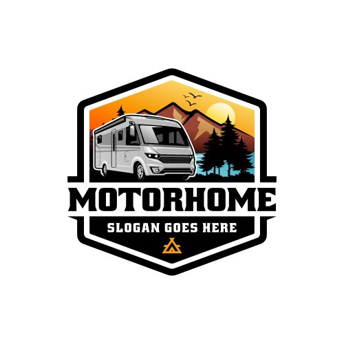Rv camper van motor home logo Royalty Free Vector Image