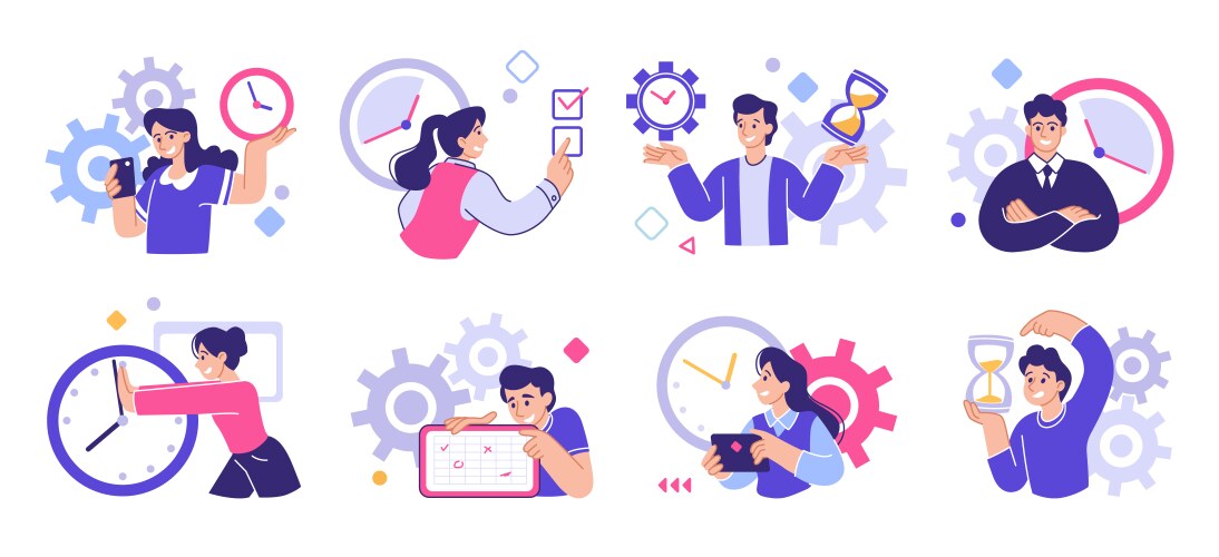Time management business people planning work Vector Image