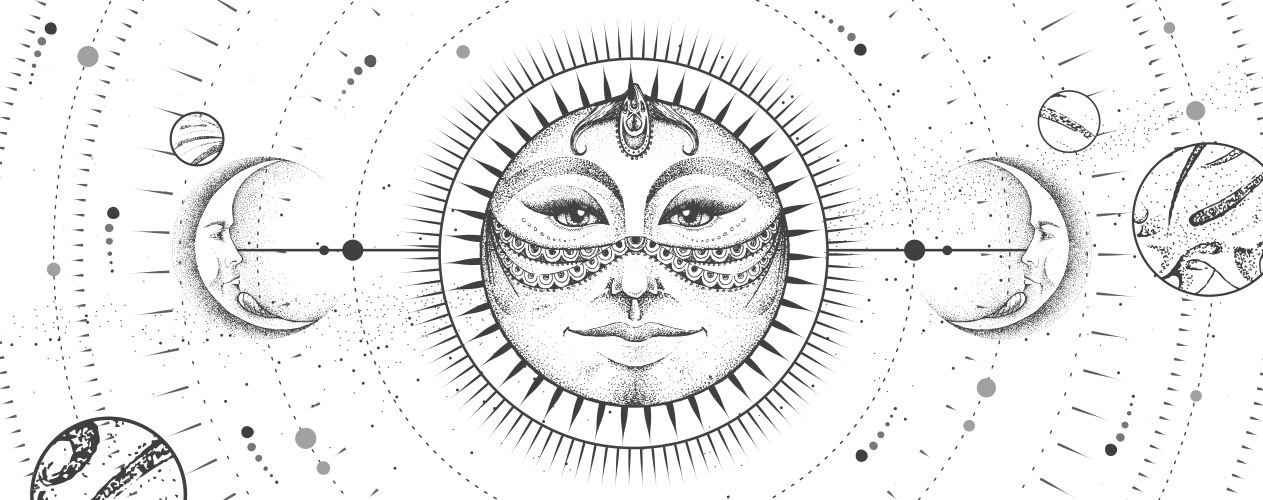 Magic witchcraft card with astrology sun sign Vector Image