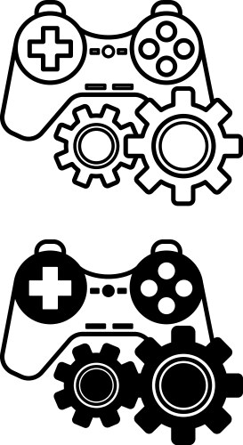 Arcade game icons black and white Royalty Free Vector Image
