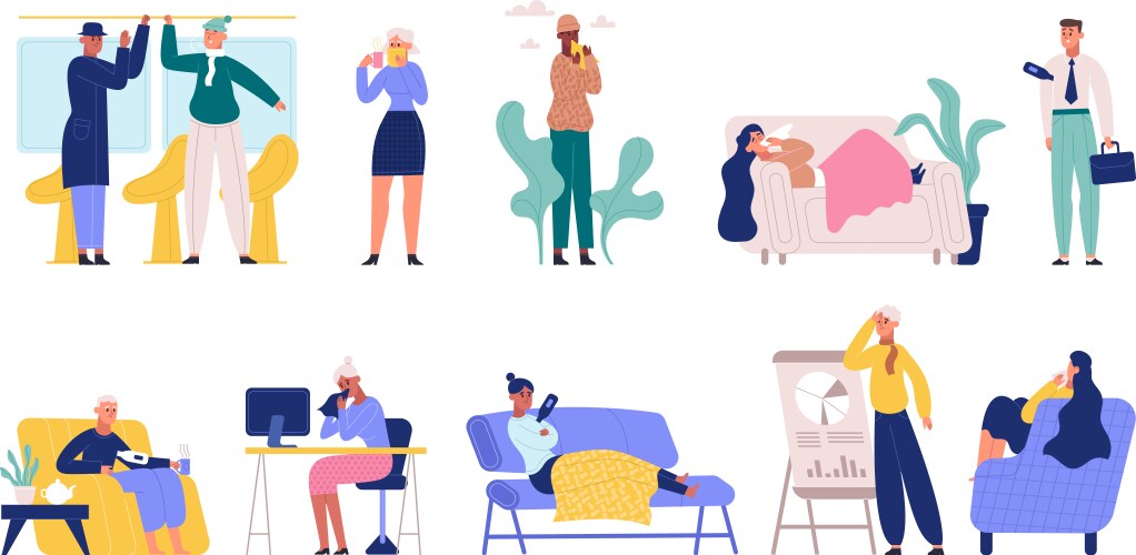 Boy cold symptoms child flu inflammation illness Vector Image