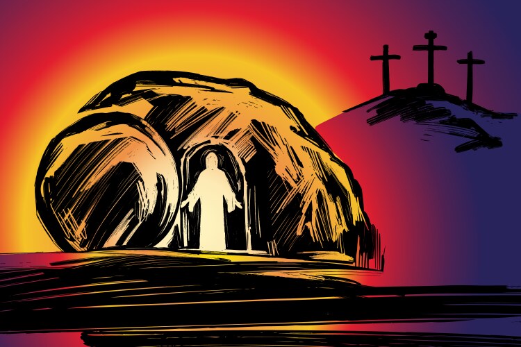 Back view of the resurrection jesus Royalty Free Vector