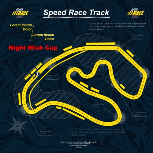 Blue and yellow race track background Royalty Free Vector