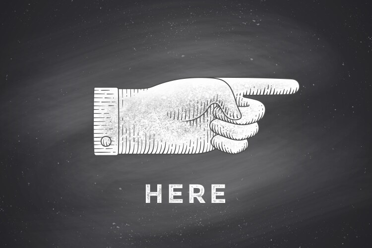 Drawing of hand sign with pointing finger Vector Image