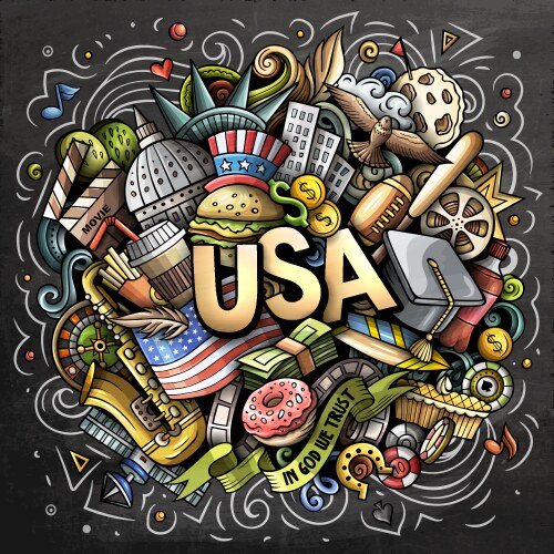 Usa cartoon doodle Royalty Free Vector Image - VectorStock