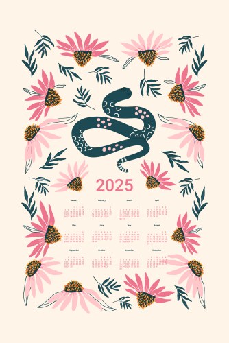 2025 calendar vertical banner with frame flat Vector Image