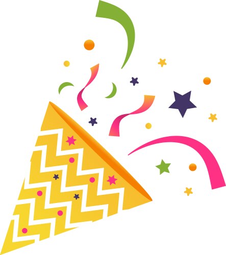 Birthday popper cone with confetti and ribbon Vector Image