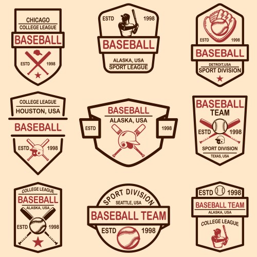 College baseball team emblems Royalty Free Vector Image