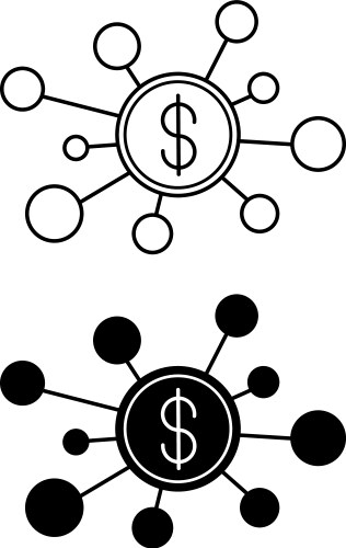 Mutual fund icons black and white Royalty Free Vector Image