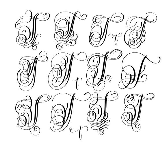 Calligraphy lettering script font a set hand Vector Image
