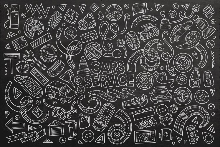 Cartoon set of automobile objects Royalty Free Vector Image