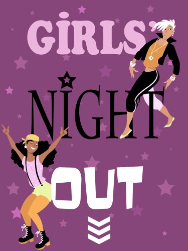 Girls night out neon lettering on brick wall Vector Image