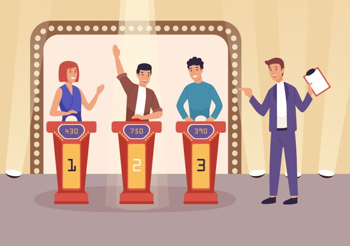 Quiz tv show smart competition with three players Vector Image