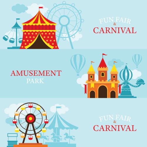 Ferris wheel amusement park carnival fun fair Vector Image