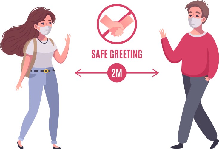 Cartoon social distancing concept Royalty Free Vector Image