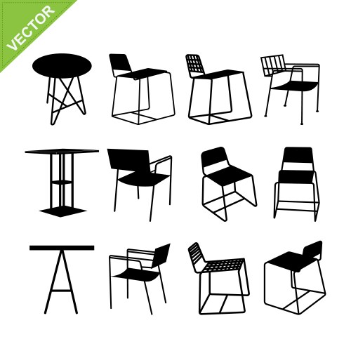 A table and chair silhouette Royalty Free Vector Image