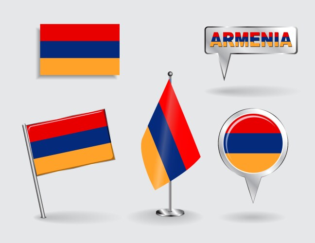 Armenian pin wavy flag Royalty Free Vector Image