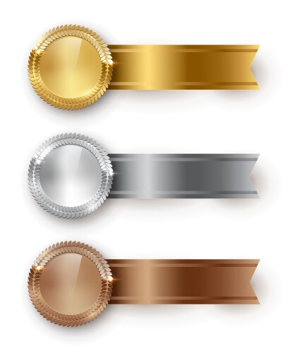 Gold silver bronze horizontal ribbons Royalty Free Vector