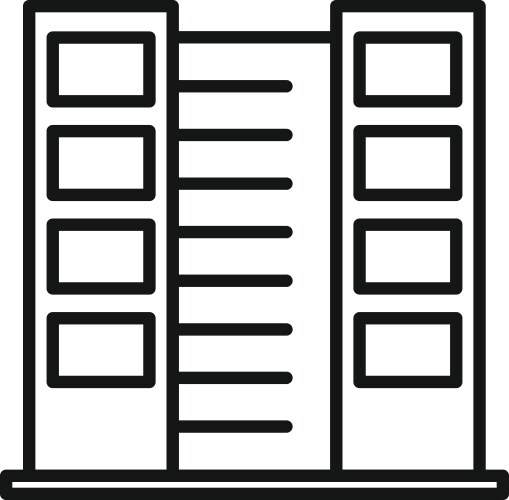 Minimalist building facade drawing with windows Vector Image