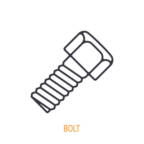 Bolt with nut outline drawing Royalty Free Vector Image