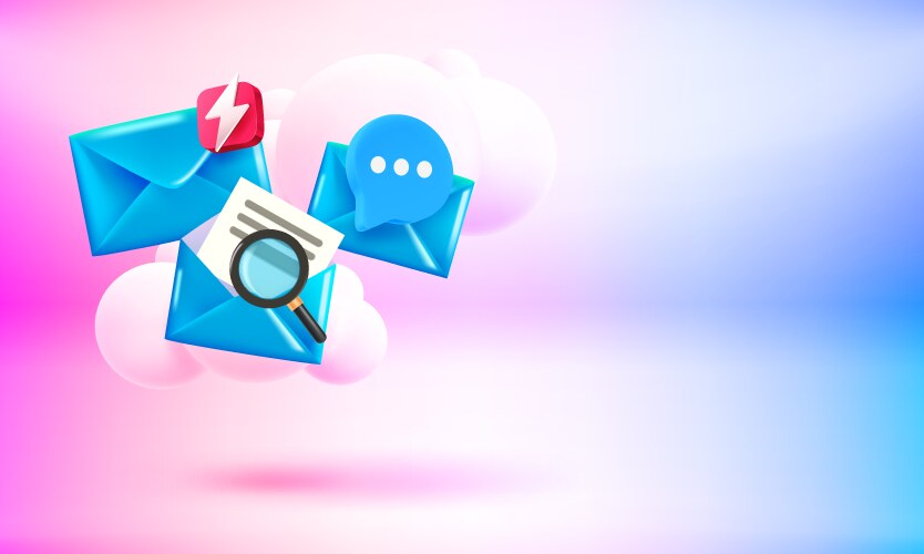 Different blue envelopes mailing concept 3d Vector Image