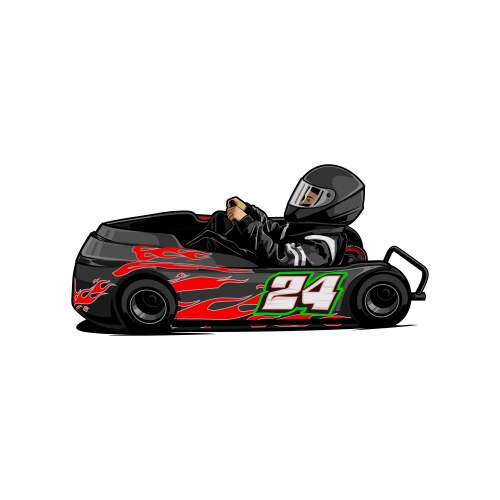 Cartoon girl racer and go-kart Royalty Free Vector Image