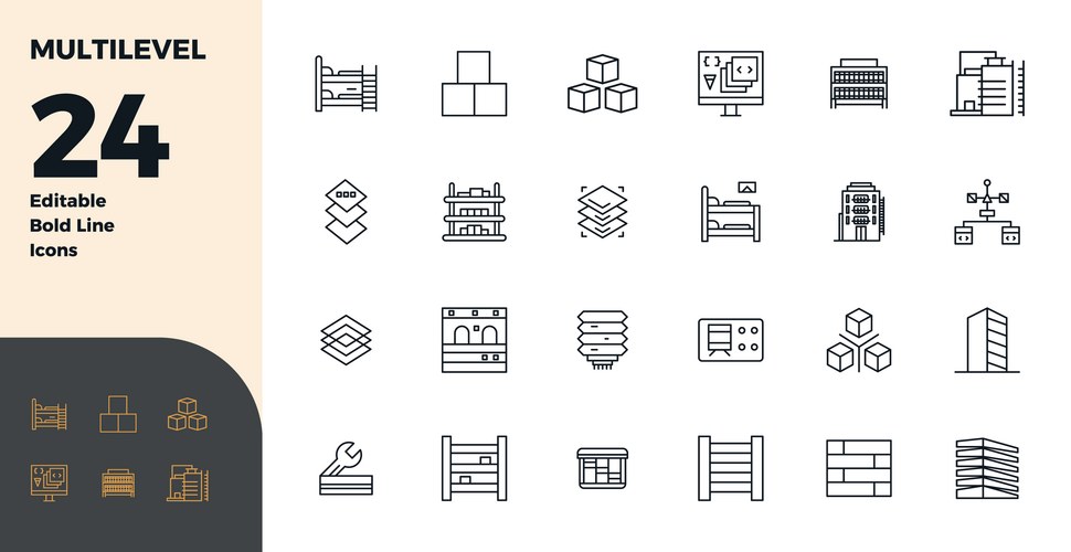 Multi-Level Icon Set - Hierarchy & Systems – Royalty-Free Vector ...