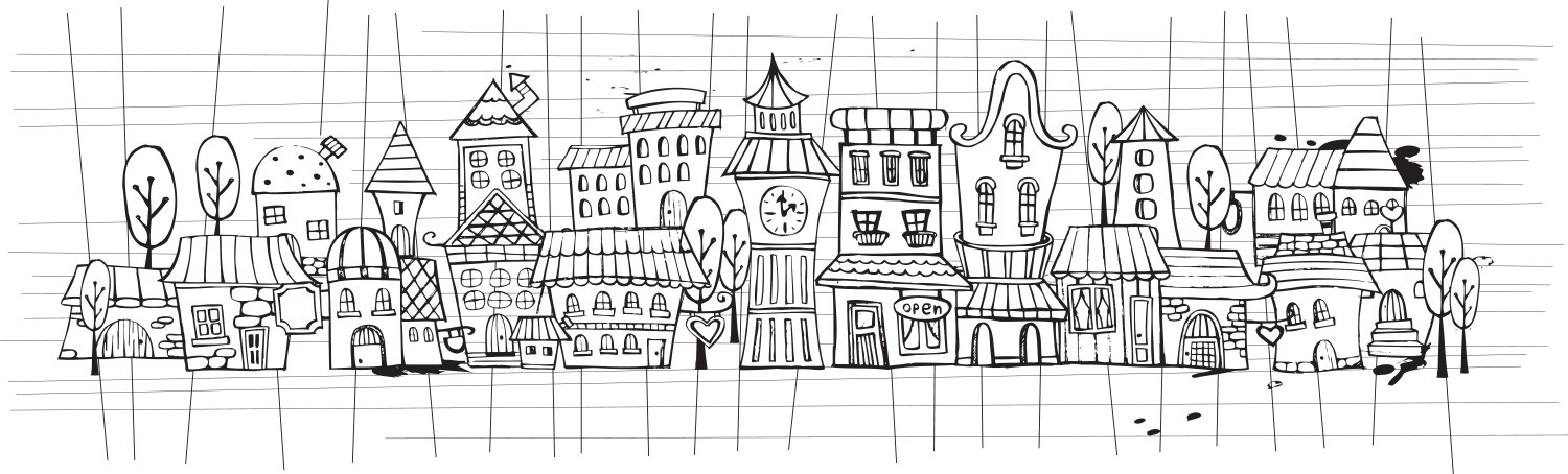 Outline town Royalty Free Vector Image - VectorStock