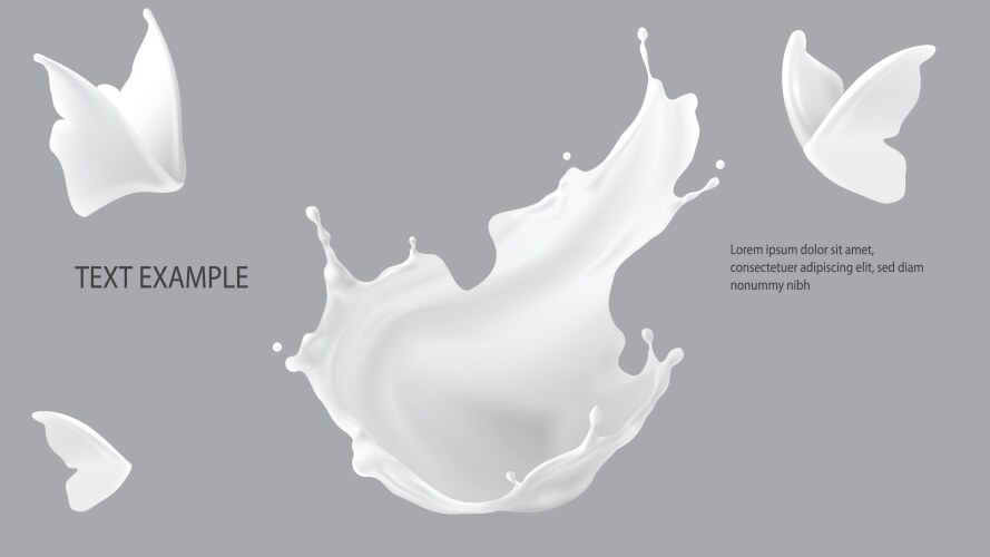 Milk splash crown shape and butterfly silhouettes Vector Image