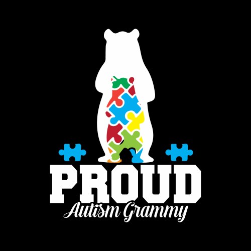 Big brother bear autism awareness Royalty Free Vector Image