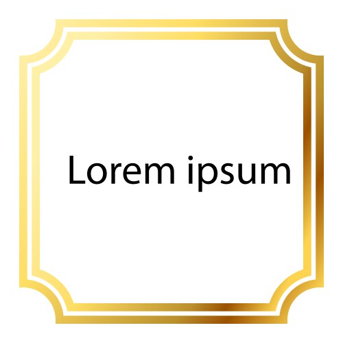 Square golden frame gradient border Royalty Free Vector