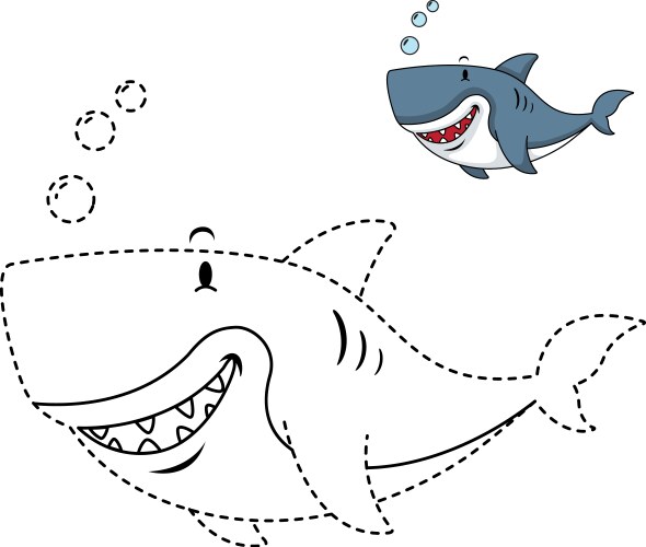 Hammerhead Shark Trace & Color – Royalty-Free Vector | VectorStock