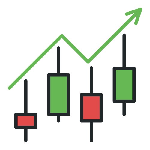 Computer with candlestick chart day trading Vector Image
