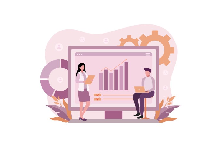 Business team work flat design Royalty Free Vector Image