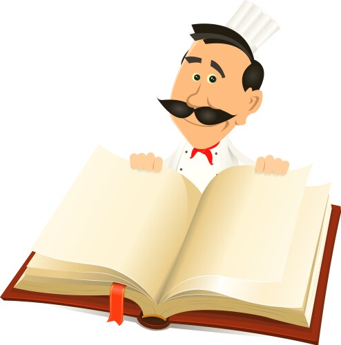 Chef reading cookery book Royalty Free Vector Image